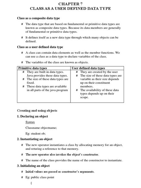 Chapter 7 Class As A User Defined Data Type Pdf Constructor Object Oriented Programming