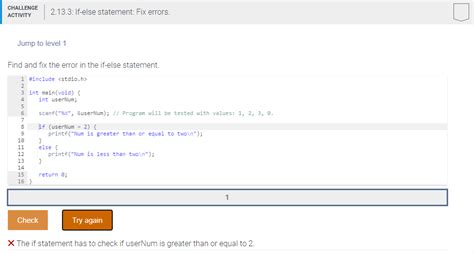 Solved Challenge Activity 2133 If Else Statement Fix