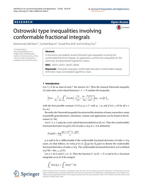 Pdf Ostrowski Type Inequalities Involving Conformable Fractional