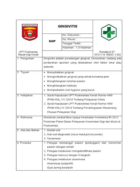 Sop Gingivitis Br Pdf