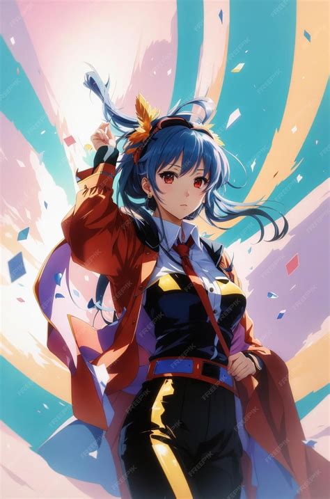 Premium Photo Anime Girl In A Red Kimono With A Blue Headband