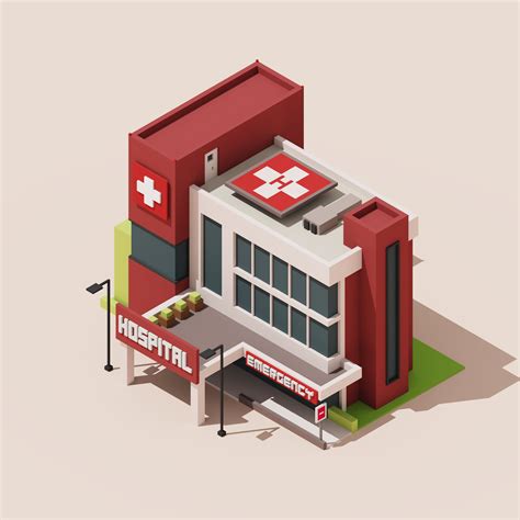 3d Voxel Building Models For 3d Print And Gaming Stl File Obj File