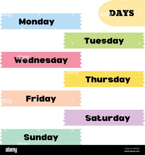 Days In A Week Weekly Days Seven Days In A Week Monday Tuesday