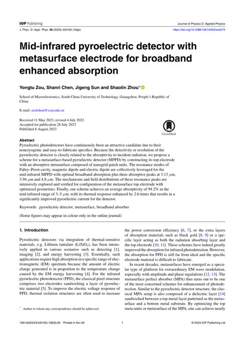 Mid Infrared Pyroelectric Detector With Metasurface Electrode For