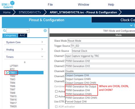 Timer Pin Assignment With Stm32cubemx For Bldc Mot Stmicroelectronics Community