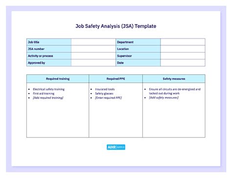 How To Design A Job Safety Analysis [ Free Template] Aihr