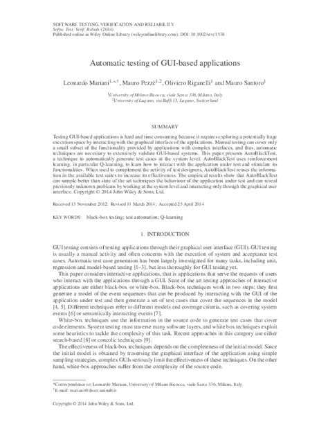 Automatic Testing Of Gui Based Applications