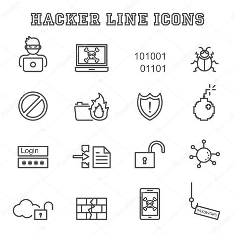 Hacker Line Icons Stock Vector Image By ©tulpahn 102129902