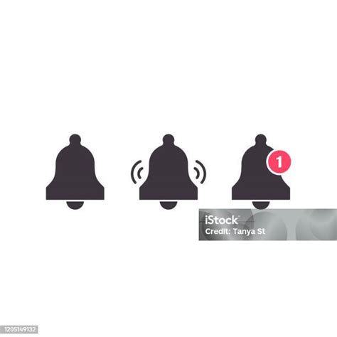 수신받은 편지함 메시지에 대 한 벨 알림 아이콘 설정 벡터 울리는 종 개체 그룹에 대한 스톡 벡터 아트 및 기타 이미지 개체