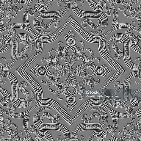 엠보싱 3d 매끄러운 패턴 회색 텍스처 배경입니다 벡터 반복 그런지 배경 그리스 부족 민족 스타일의 고대 장식품 빈티지 화려한 디자인 그리스어 키 Meanders 끝없는