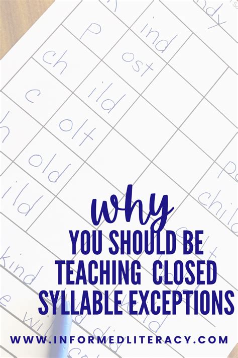 What Is A Closed Syllable Exception Informed Literacy