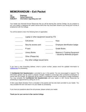 Fillable Online Sanjac Employee Exit Packet San Jacinto College Sanjac Fax Email Print