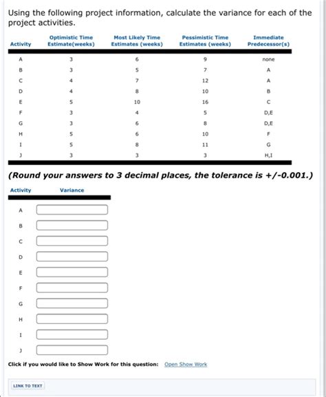 solved using the following project information calculate