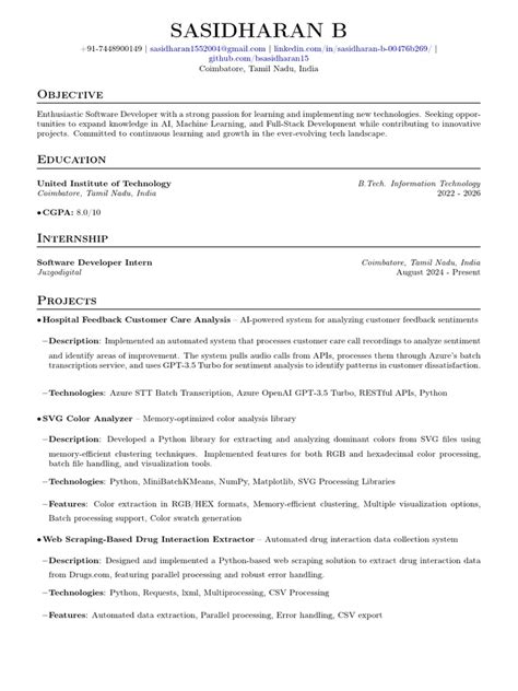Sasidharanbresume Pdf Python Programming Language Web Application