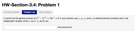 Solved HW Section 3 4 Problem 1 Previous Problemm Problem Chegg Com