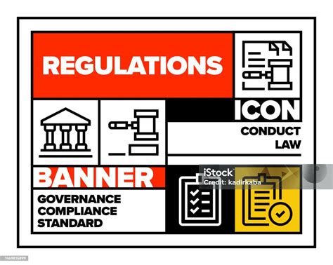 Regulations Line Icon Set And Banner Design Stock Illustration