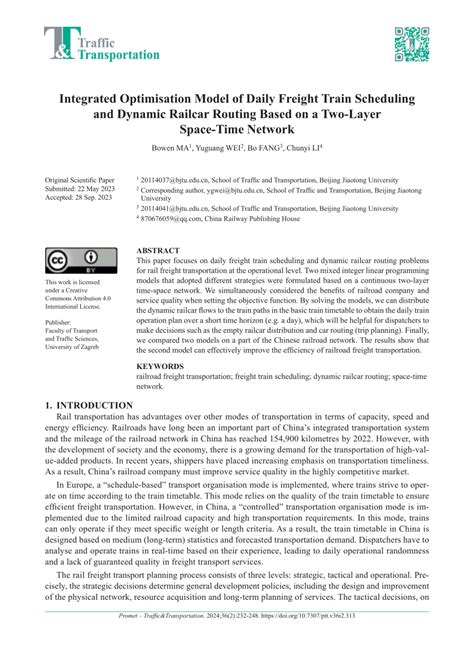 Pdf Integrated Optimisation Model Of Daily Freight Train Scheduling And Dynamic Railcar