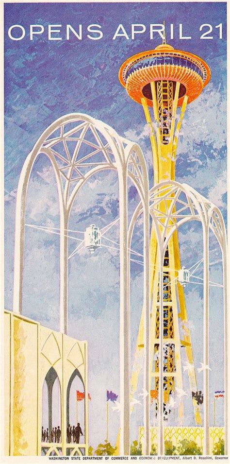 Seattle Worlds Fair Space Needle 1962 Vintage Travel Poster