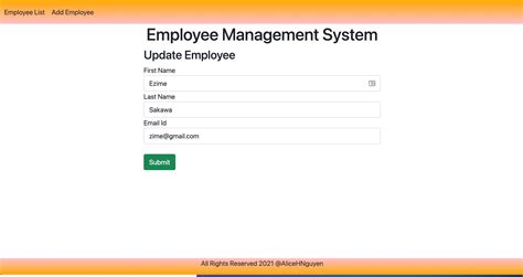 GitHub Alicenguyen EmployeeManagementSystem Full Stack CRUD Application Using Angular And