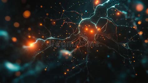 Illuminated Neuron Network Microscopic Visualization Stock Illustration Illustration Of