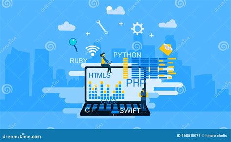 Programming Web Bannervector Illustration Stock Vector Illustration Of Digital Modern 168518071