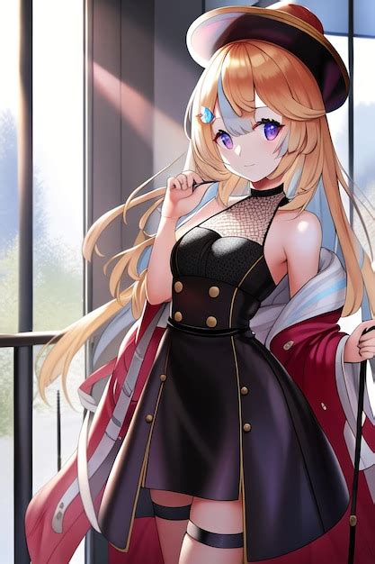 Premium Ai Image Anime Girl In A Black Dress