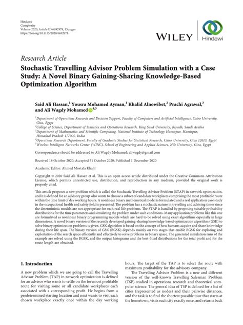 Pdf Stochastic Travelling Advisor Problem Simulation With A Case