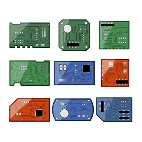 Premium Vector Microcontroller Set Cartoon Vector Illustration