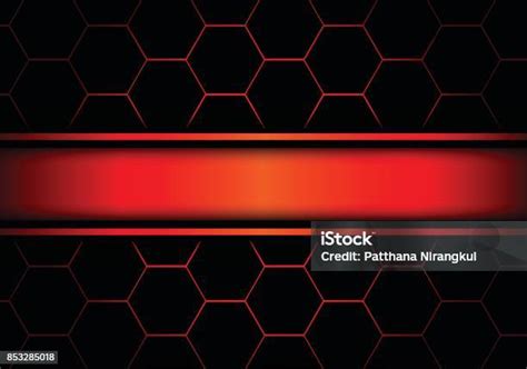검은 육각 패턴 디자인 현대 미래 배경 벡터 일러스트 레이 션에 추상 빨간색 배너 0명에 대한 스톡 벡터 아트 및 기타 이미지 0명 강철 개념 Istock