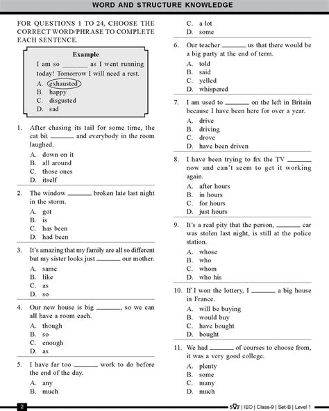 English Olympiad Class 10 Sample Question Paper 5 Olympiad Tester