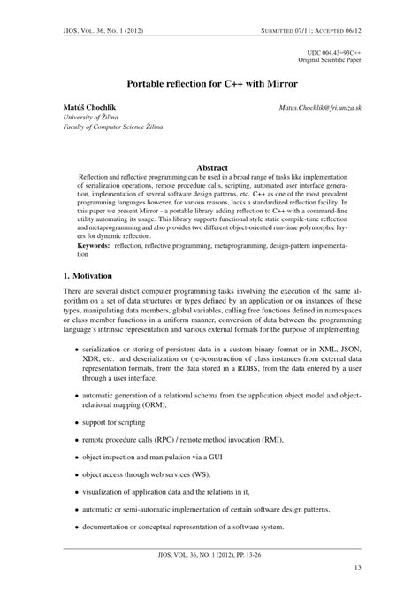 Pdf Portable Reflection For C With Mirror