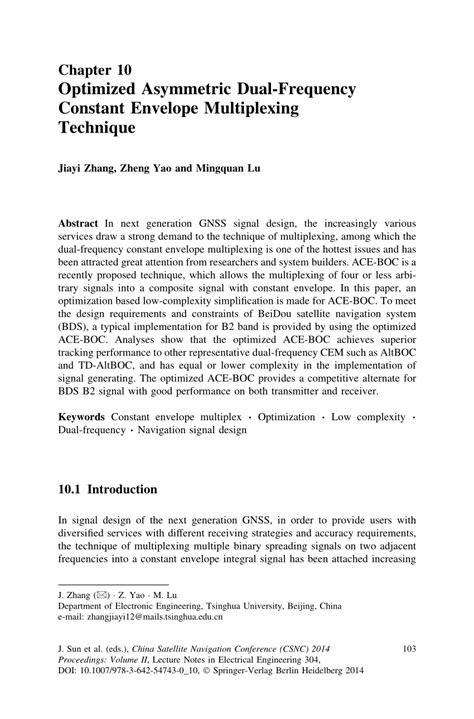 Pdf Optimized Asymmetric Dual Frequency Constant Envelope Multiplexing Technique