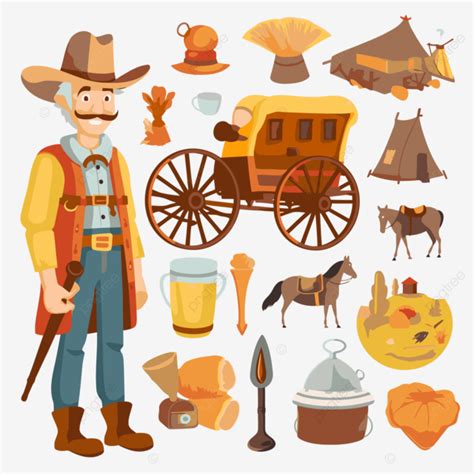 카우보이 만화를 보여주는 개척자의 날 클립 아트 삽화 벡터 개척자의 날 클립 아트 만화 Png 일러스트 및 벡터 에 대한 무료 다운로드 Pngtree