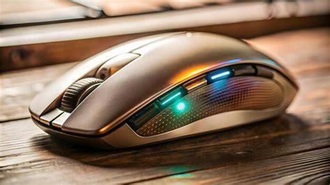 Flat Holographic Gaming Mouse With Floating Control Settings And Copy Space Concept As A Gaming