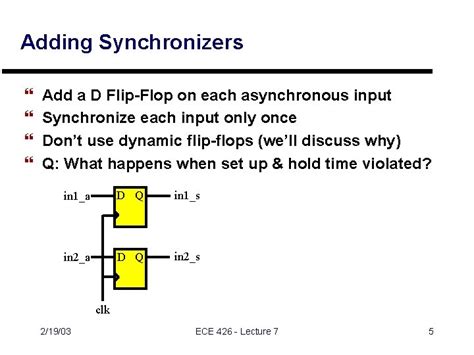 ECE 426 VLSI System Design Lecture 7 Synchronizers
