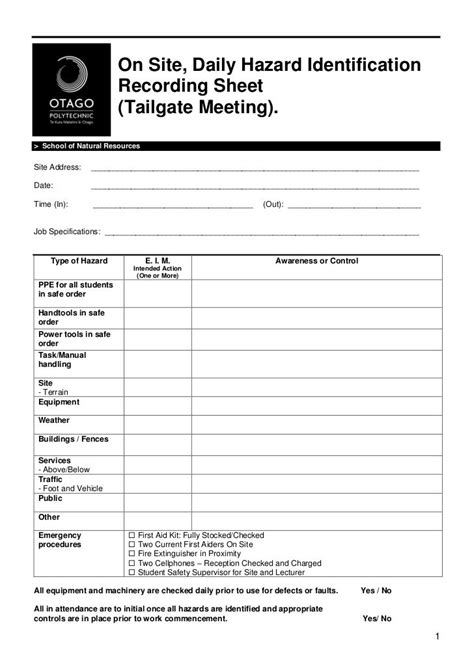 Safety Hazard Identification Form At Leslie Welch Blog