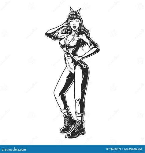 Vintage Pin Up Girl Outline