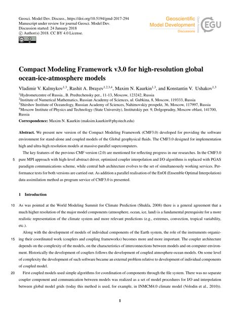 Pdf Compact Modeling Framework V3 0 For High Resolution Global Ocean Ice Atmosphere Models