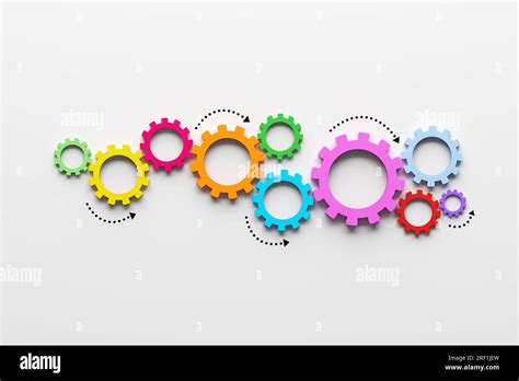 Business Processes Teamwork And Workflow Automation Concept Cogwheels Or Gears On White
