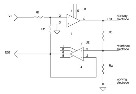 Schematic Diagram Of The Potentiostat Circuit Download Scientific