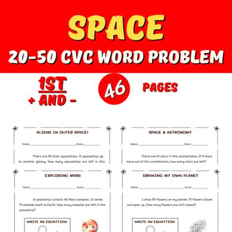 Space And Astronomy 1st Grade Math Add And Subtract To 20 50 Cvc Word Problem