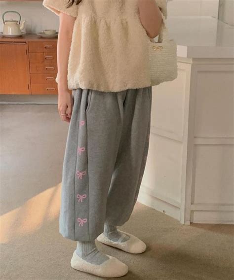 쁘렌디 인기데일리 리본 기모 와이드 트레이닝바지 밴딩 스웻팬츠 4color