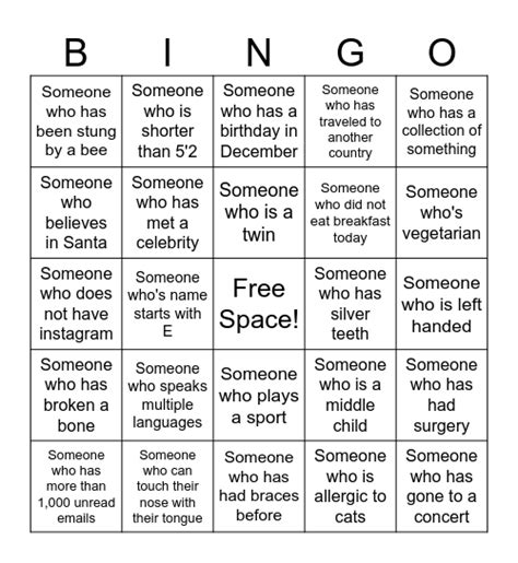 Human Bingo Card