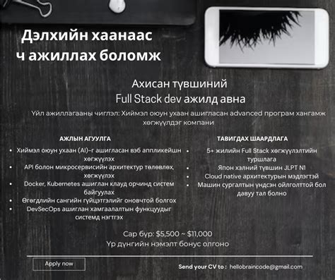 Hello 🤖 【Ажлын байрны зар】 006 Advanced Fullstack хөгжүүлэгч ажилд авна Бүрэн онлайн 🧠 Ажлын