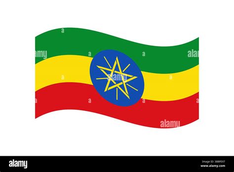 Flag Of Ethiopia Ethiopia Wavy Flag Digital Vector Illustration Fluttering Flag Stock Vector