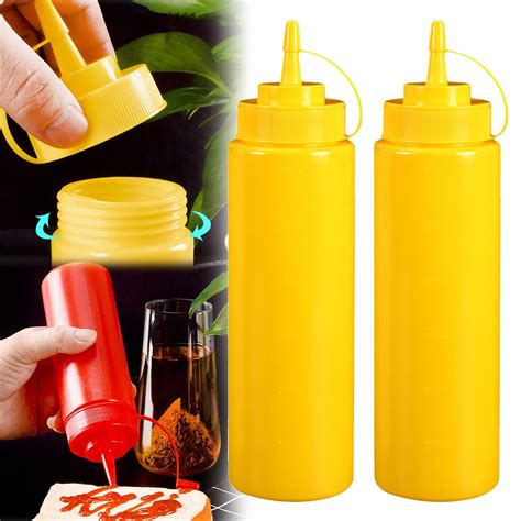 Mveomtd Condiment Bottles For Liquids 24oz Bottle Plastic Condiment Bottles For Syrup Ketchup