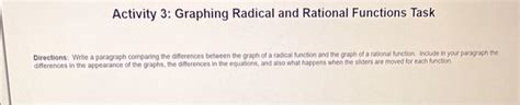 Solved Activity 3 Graphing Radical And Rational Functions Chegg Com