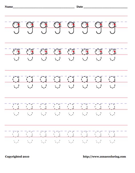 Lowercase G Handwriting Worksheets Free Worksheets Samples