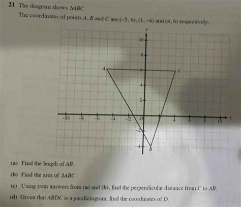 Solved 21 The Diagram Shows Abc The Coordinates Of Points A B And C
