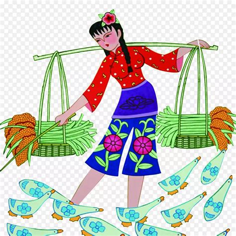挑稻谷的美丽村姑png图片素材下载图片编号7548523 Png素材网